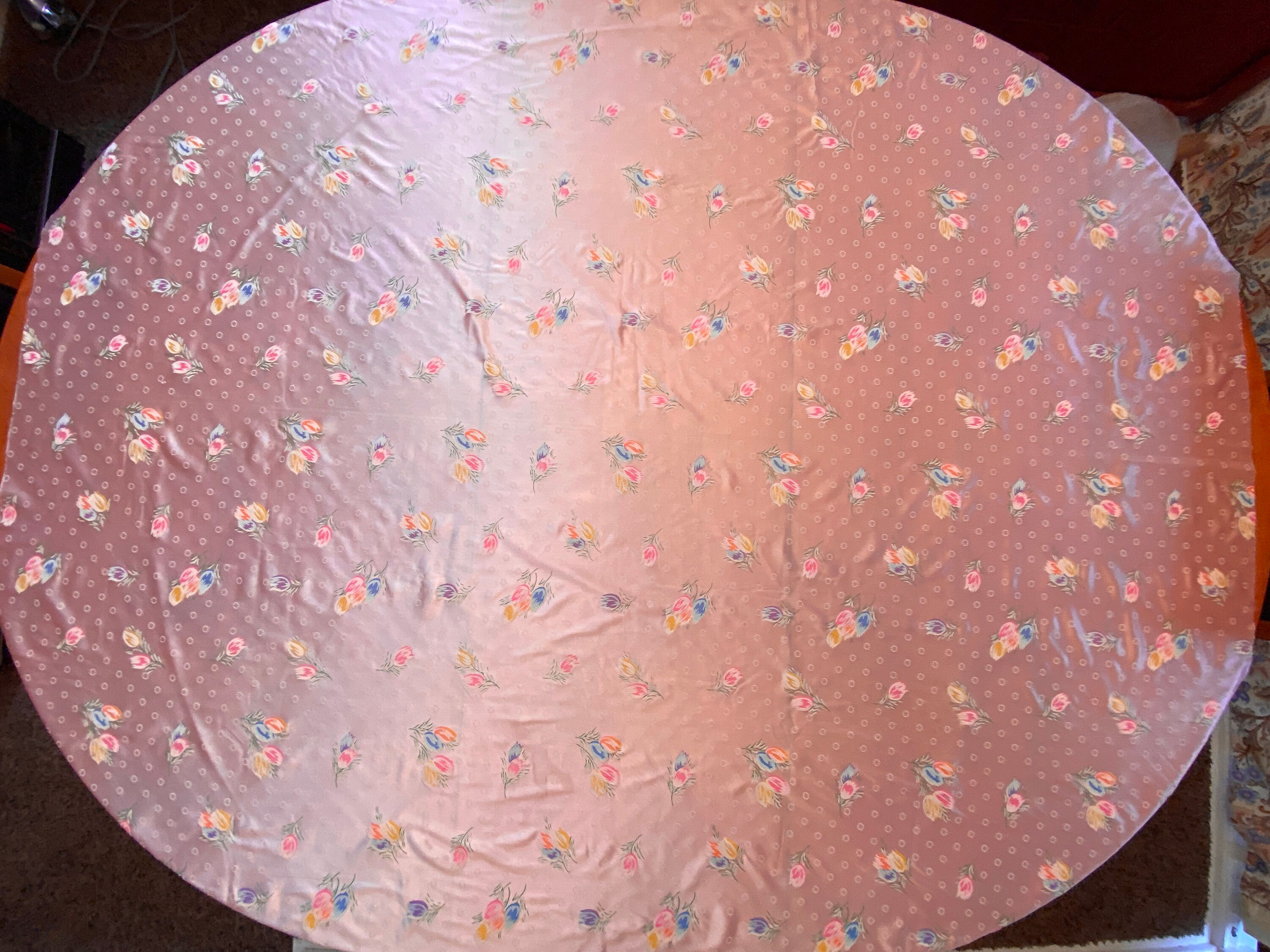 Vintage Flocked Stretch Tricot Fabric, Pink Polyester, Nylon, Pastel ...