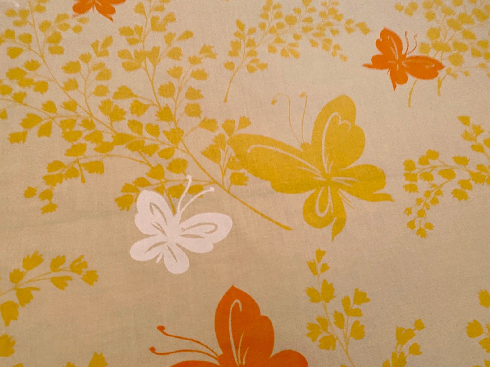 Vintage Bed Sheet, Queen Flat, Yellow Butterflies, Springmaid ...