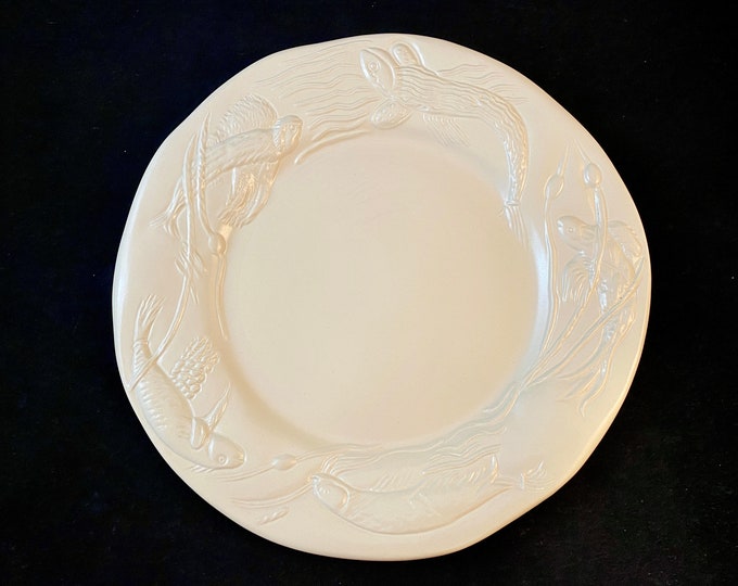 Vintage Gien Neptune Plate, Fish Border Faience Earthenware Stoneware ...