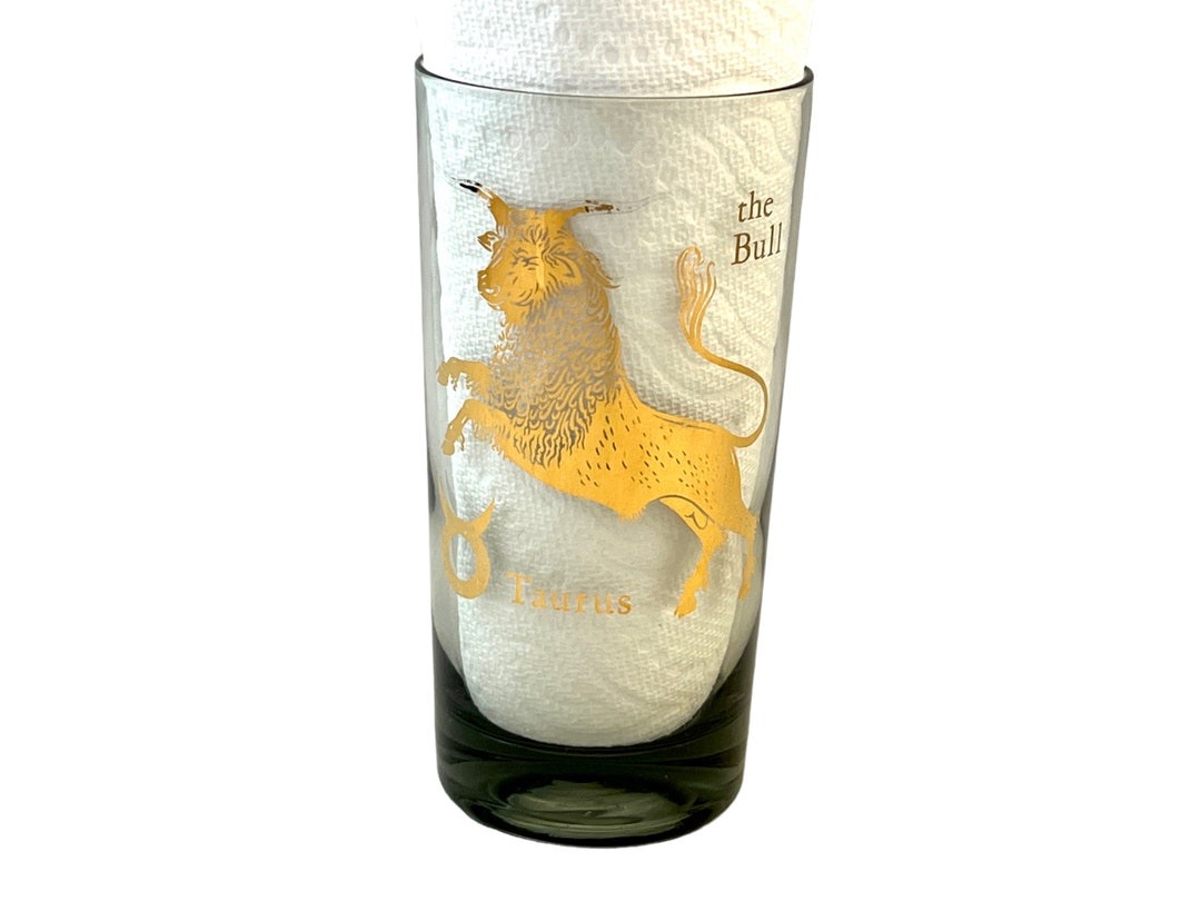Vintage Taurus Glass Zodiac Sign Highball Gold Bull Design - Etsy