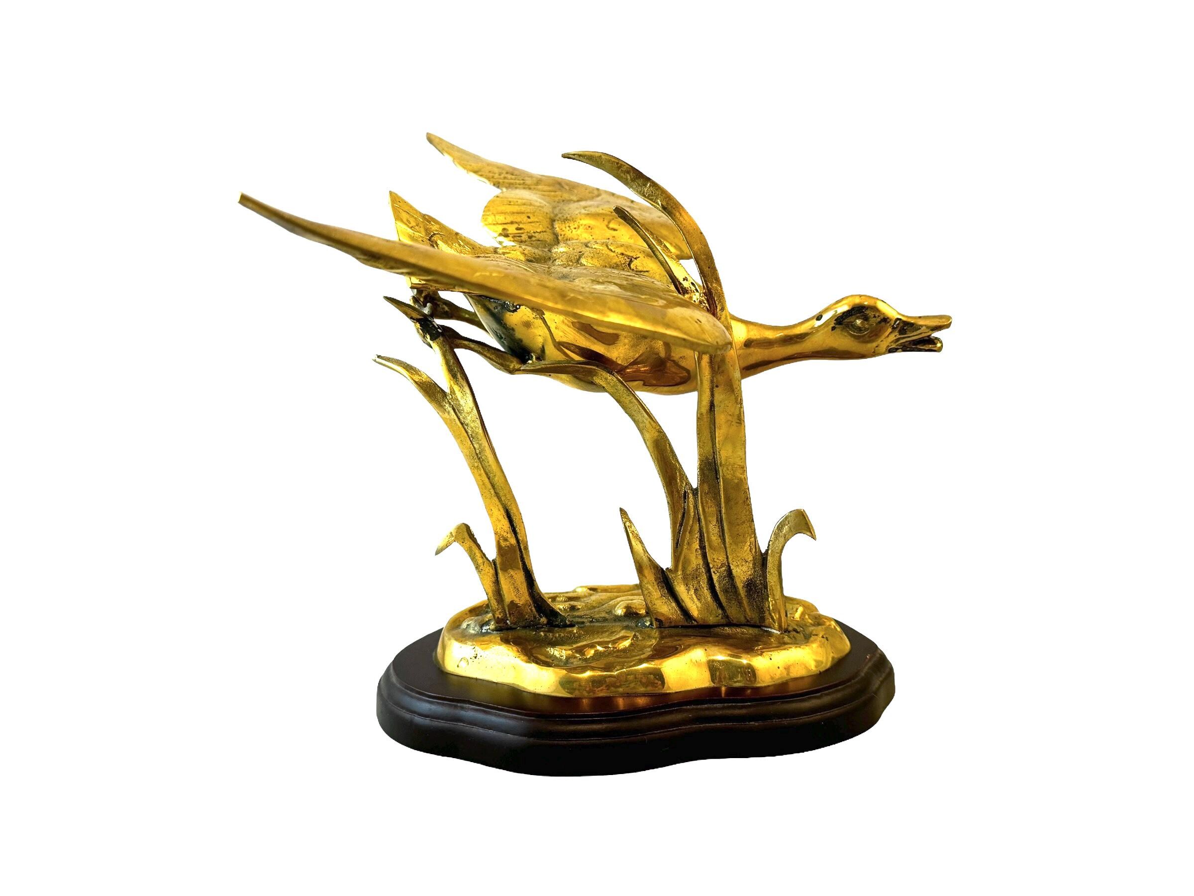 Vintage Brass Flying Duck Statue, Game Bird in Flight, Waterfowl ...