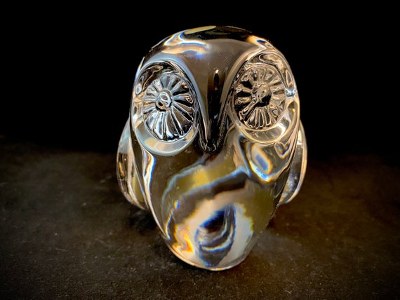 Vintage Owl Paperweight Hadeland Norway Crystal Severin | Etsy