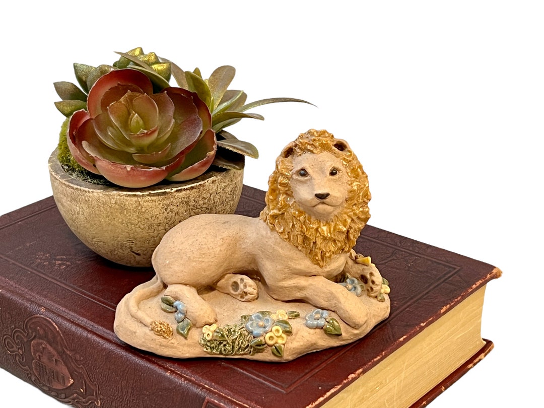 Vintage Lion Figurine, June Sears Pottery, Clay Animal Statue, Heaven ...
