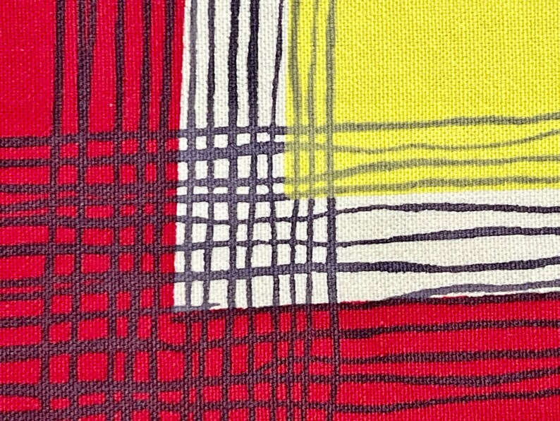 Vintage Tablecloth, Geometric Square Design, Vibrant Colors, Chartreuse ...