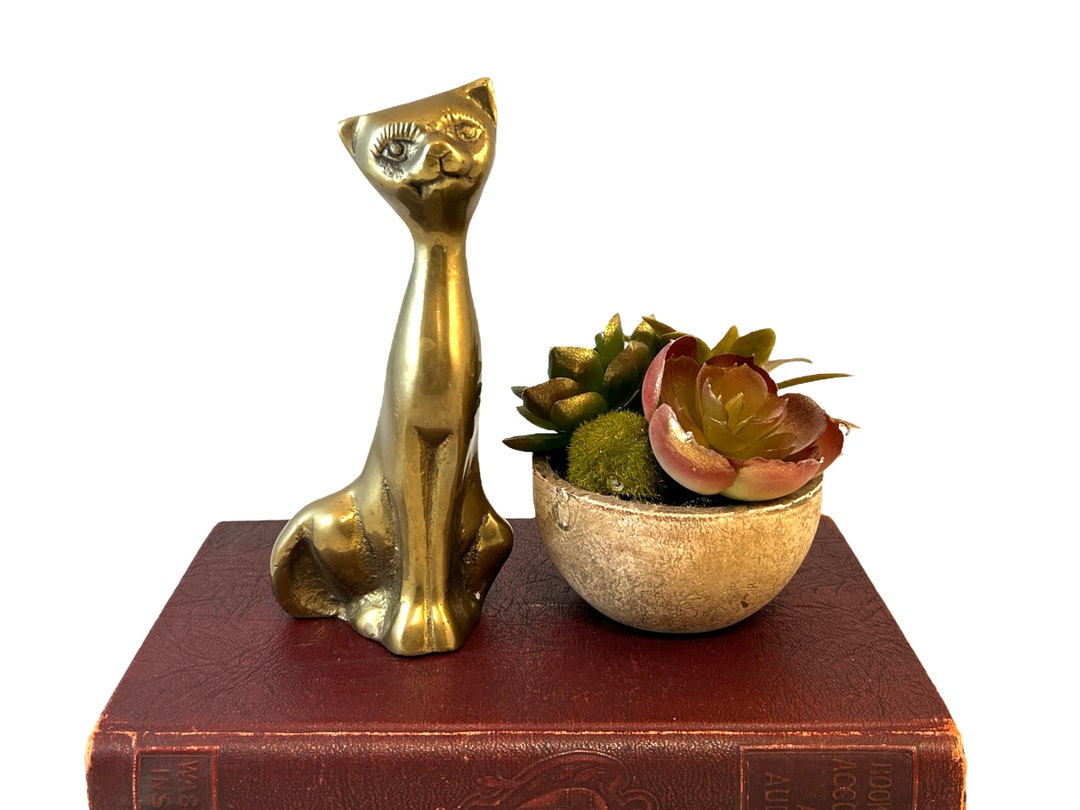 Vintage Brass Cat Figurine, Mid Century Stylized Kitty Statue - Etsy