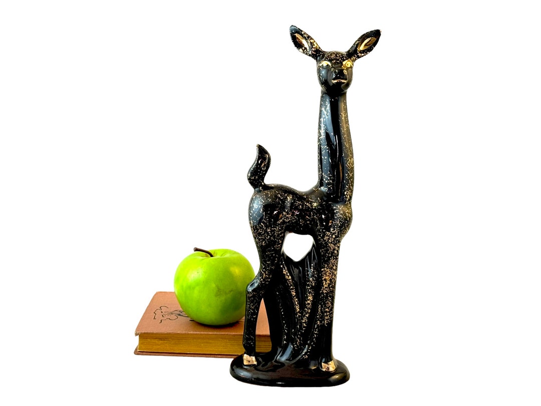 Vintage MCM Deer Figurine, Mid Century Stylized Ceramic Doe Statue ...
