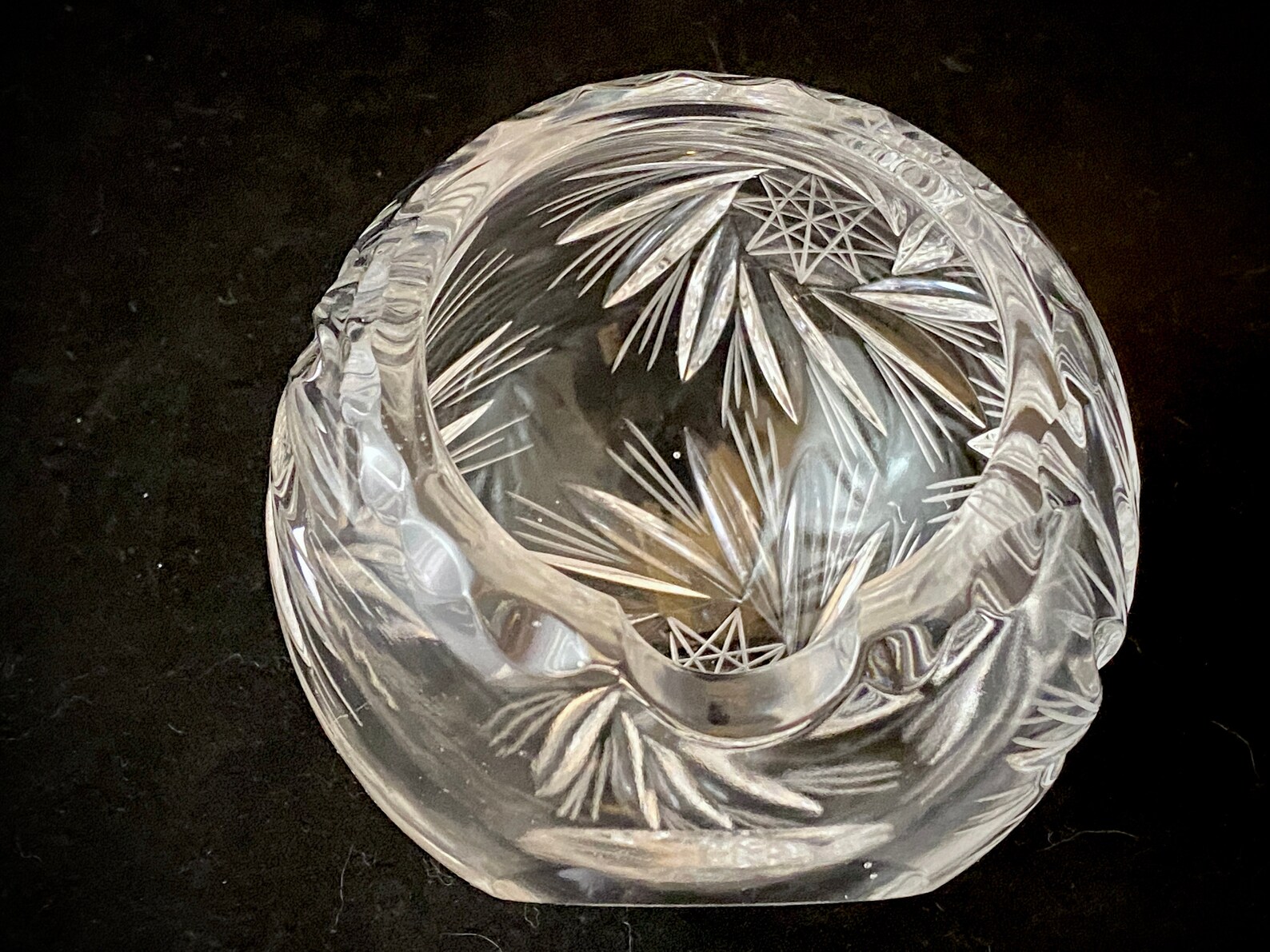 Vintage Crystal Ashtray Pinwheel Pattern Clear Glass Sphere - Etsy
