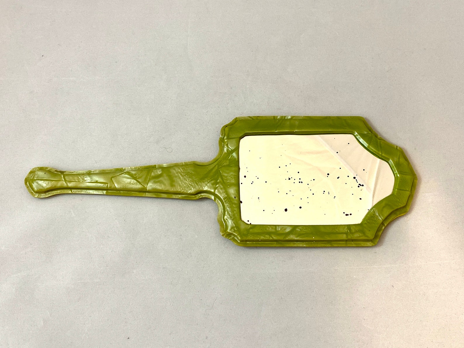 Vintage Hand Mirror Art Deco Light Green Marble Celluloid | Etsy