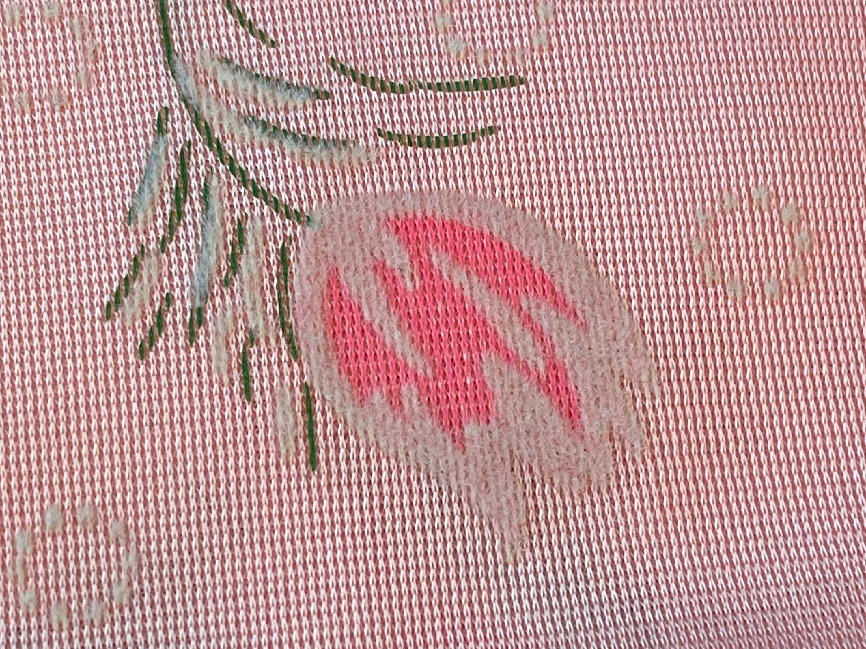 Vintage Flocked Stretch Tricot Fabric, Pink Polyester, Nylon, Pastel ...