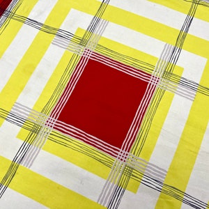 Vintage Tablecloth, Geometric Square Design, Vibrant Colors, Chartreuse ...