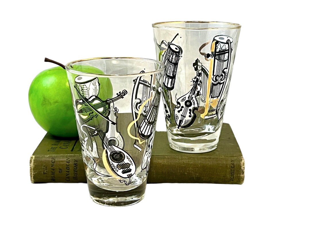 Vintage Music Cocktail Glasses, Set of 2, Libbey Mid Century Musical ...