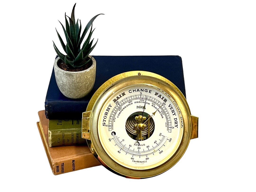 Vintage Stockburger Barometer and Thermometer in Brass Housing ...