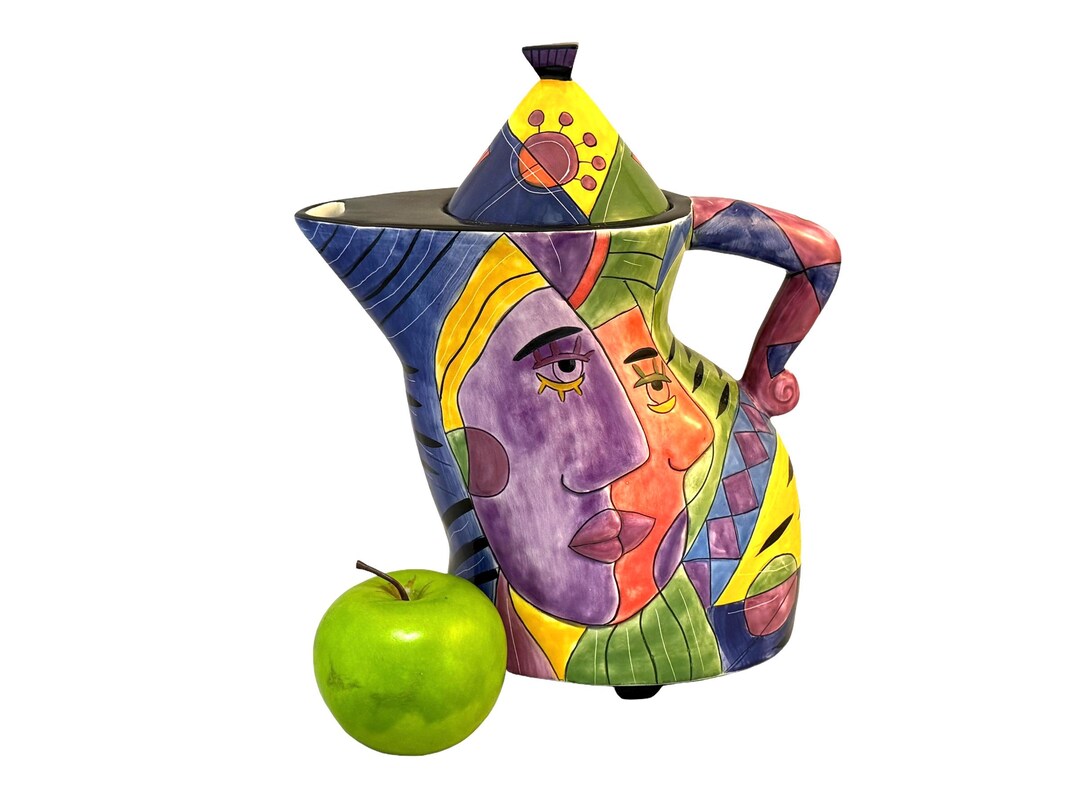 Vintage Teapot, Picasso Inspired Abstract Faces Whimsical, Sassy ...