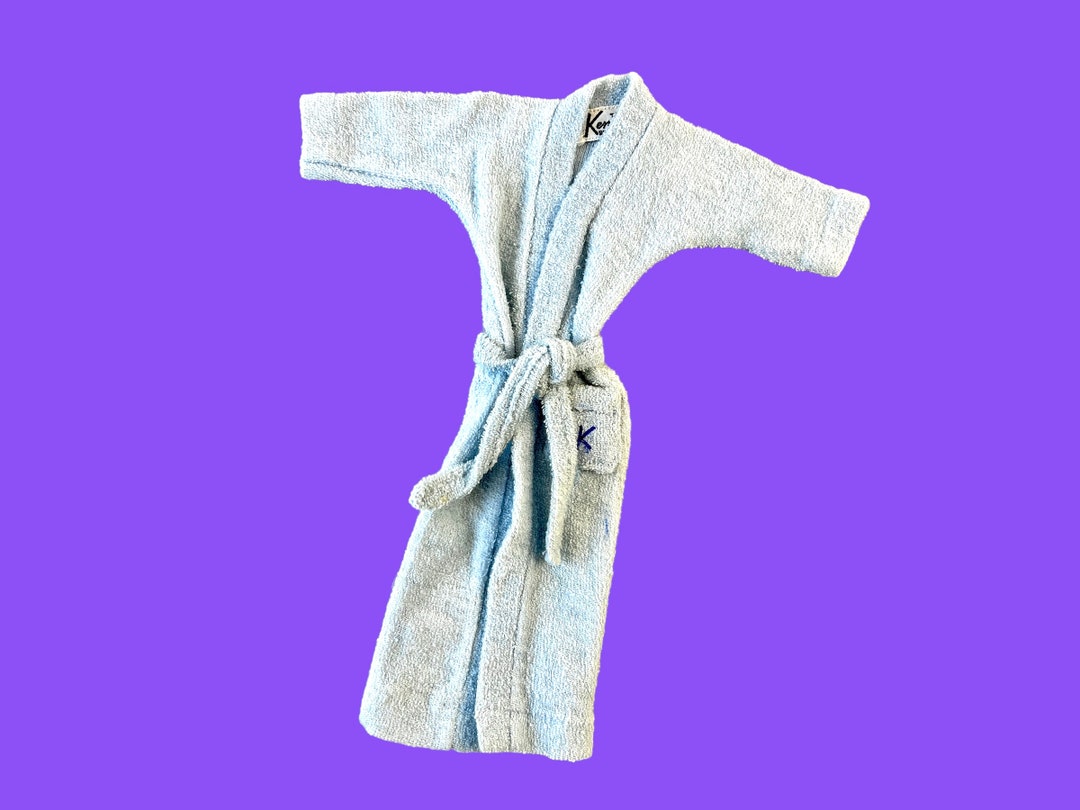 Vintage Ken Doll Bathrobe, Light Blue Robe, Terry Togs, Monogram K, Tie ...