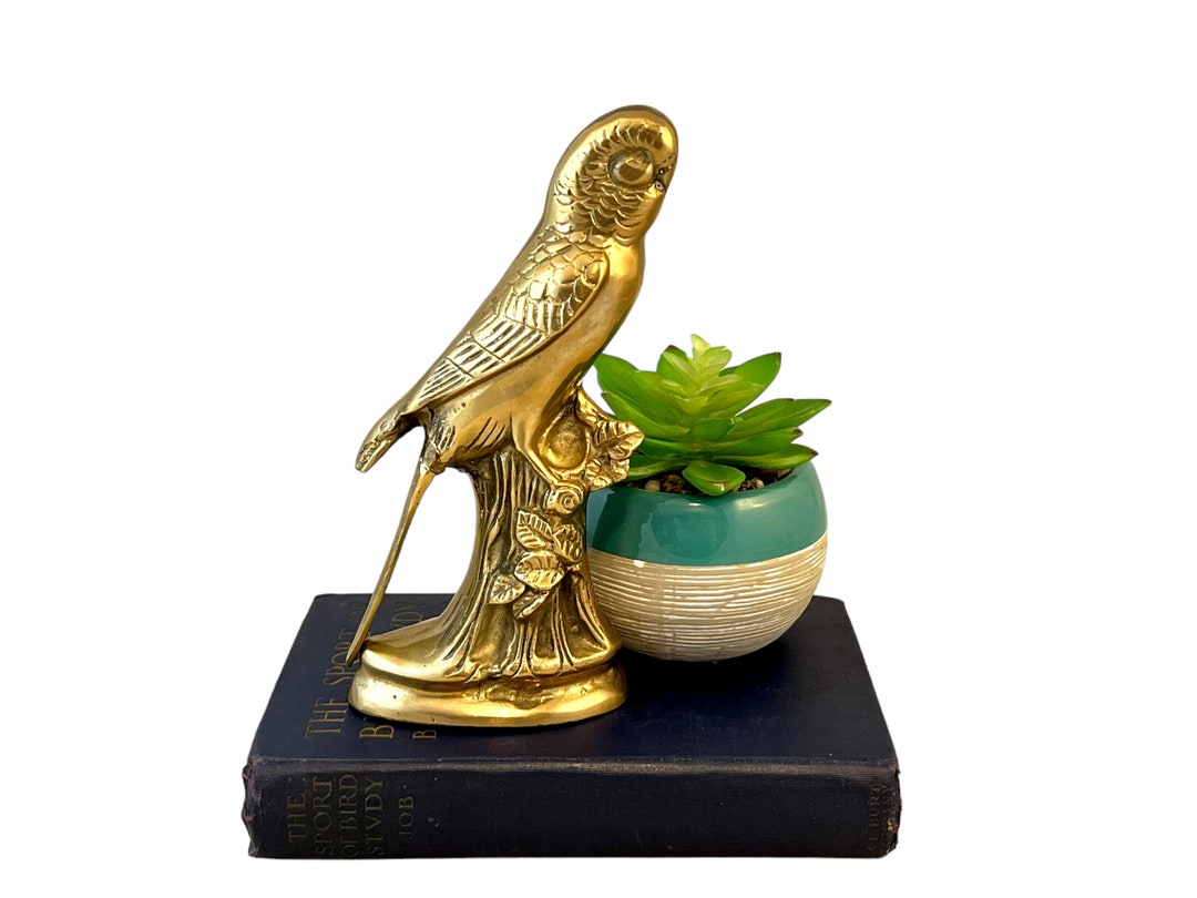 Vintage Brass Parakeet Figurine, Budgie Bird Statue, Accent Figure - Etsy