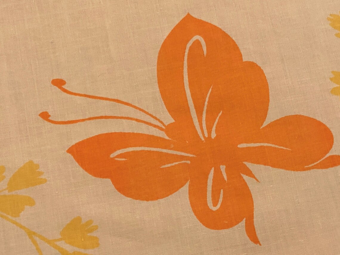 Vintage Bed Sheet, Queen Flat, Yellow Butterflies, Springmaid ...