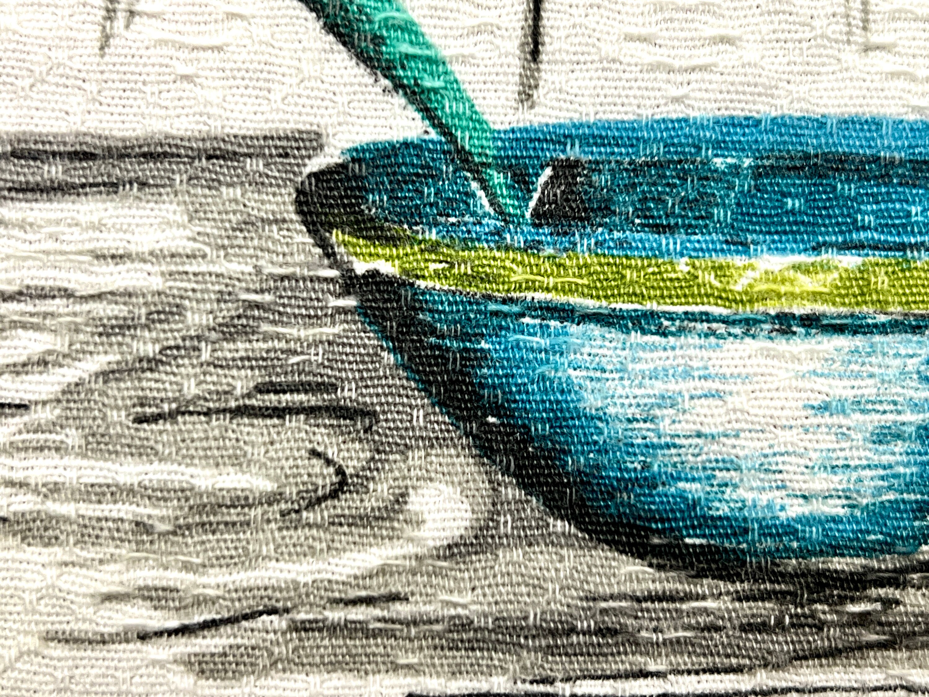 Vintage Fabric, Cooking and Kitchen Theme, Rolling Pin, Blue Tones, Mid ...