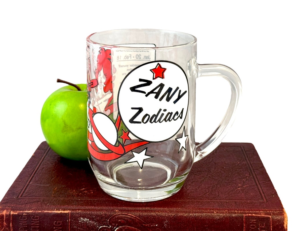Vintage Zany Zodiacs Aquarius Glass Beer Mug, 1970's Horoscope, Zodiac ...