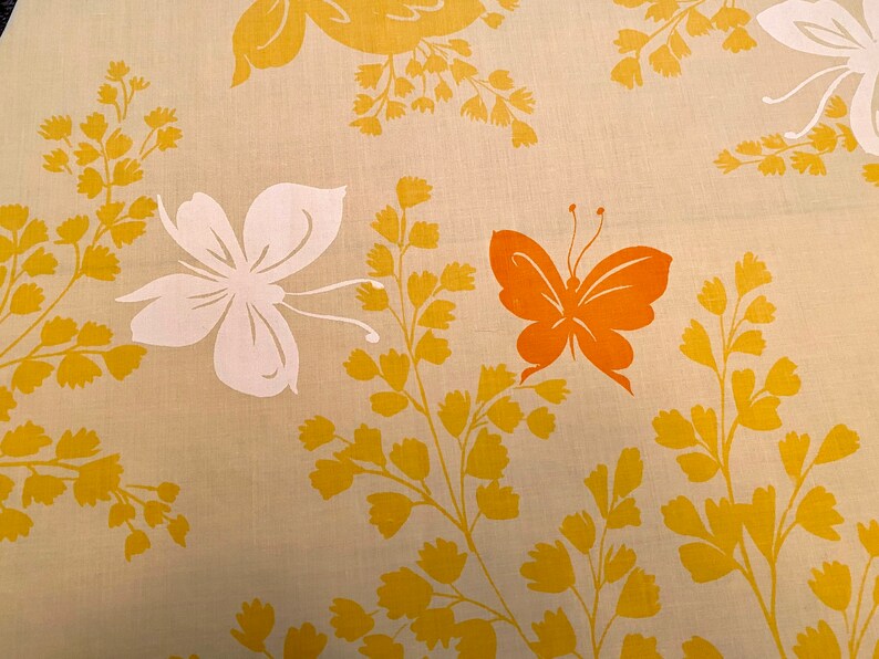 Vintage Bed Sheet, Queen Flat, Yellow Butterflies, Springmaid ...