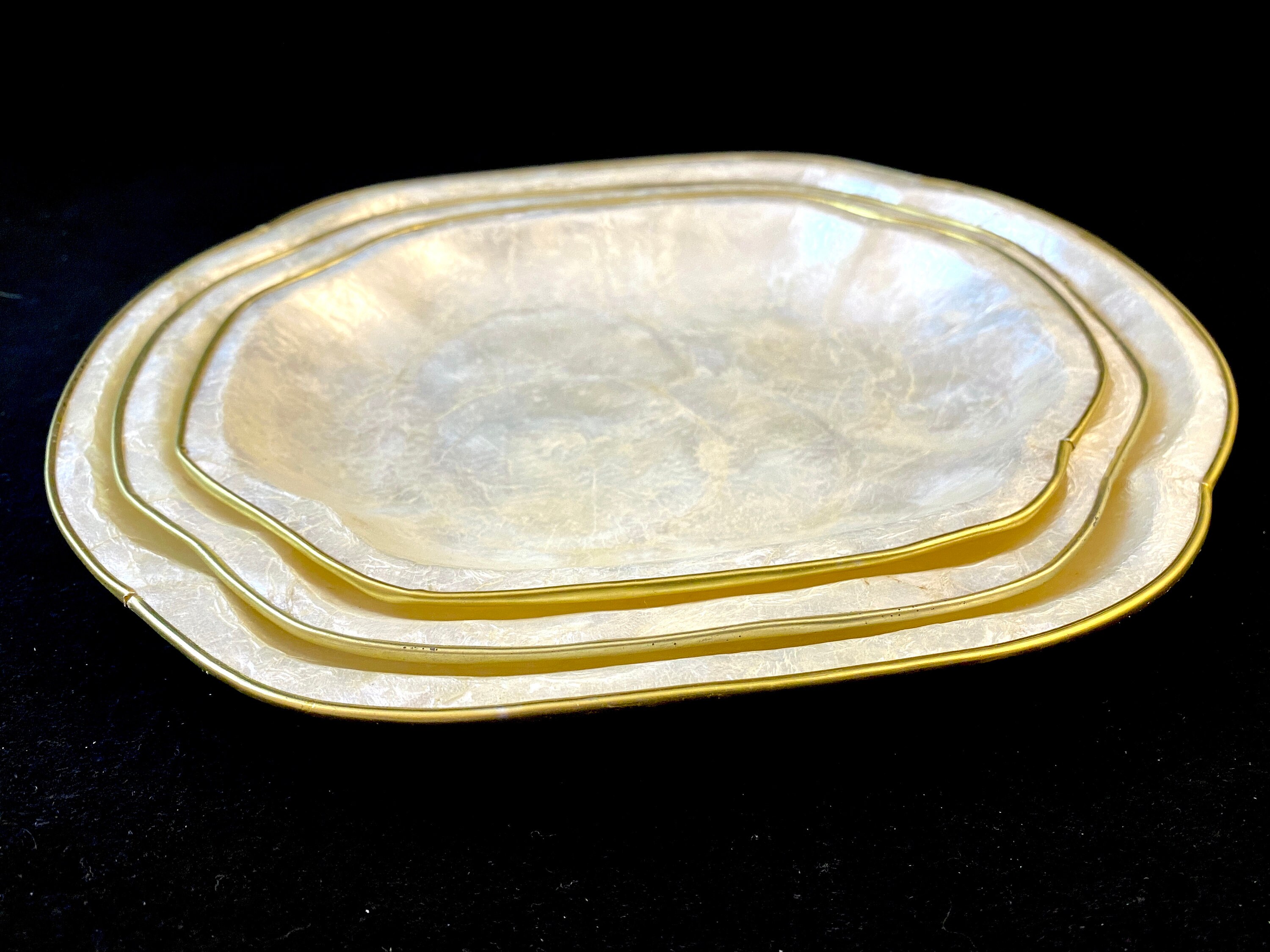 Vintage Capiz Shell Dishes Nesting Trinket Dish Set Seashell | Etsy