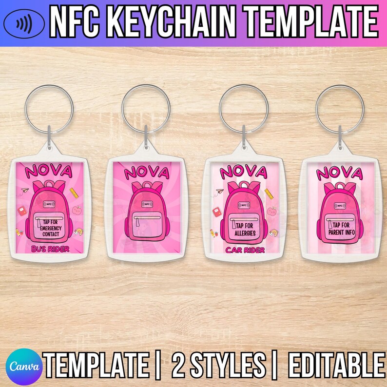 NFC Keychain Template Bundle| Canva Template| Keychain Template ...