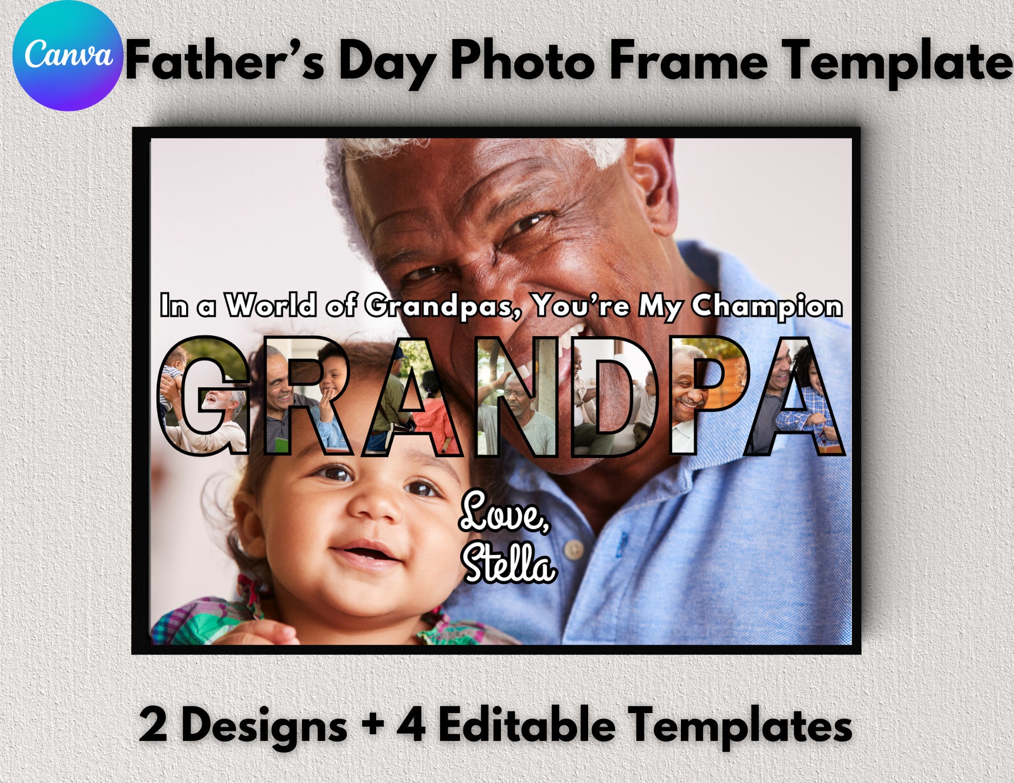 Father's Day Photo Frame Template, Papa Picture Frame, Grandpa Picture ...