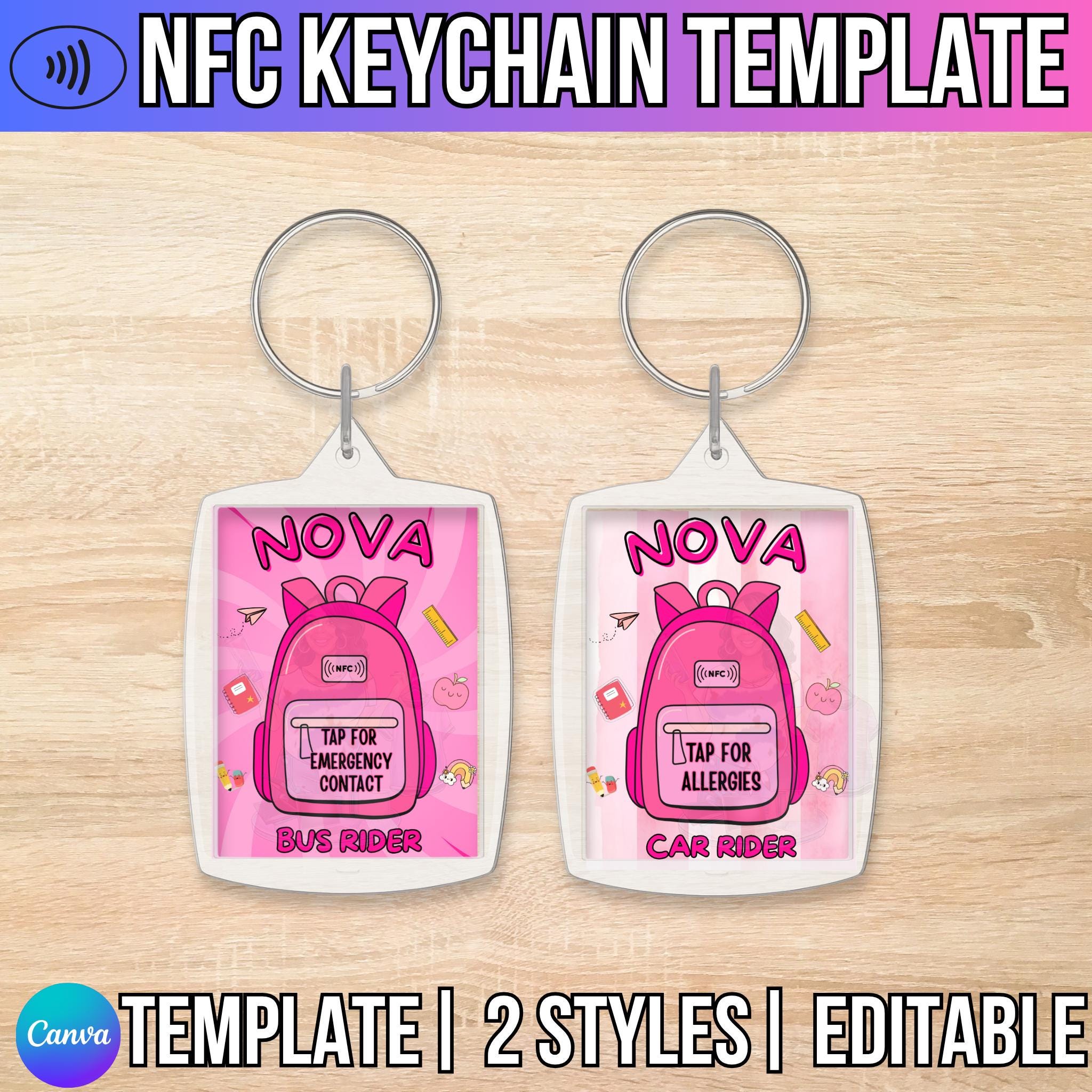 NFC Keychain Template Bundle| Canva Template| Keychain Template ...