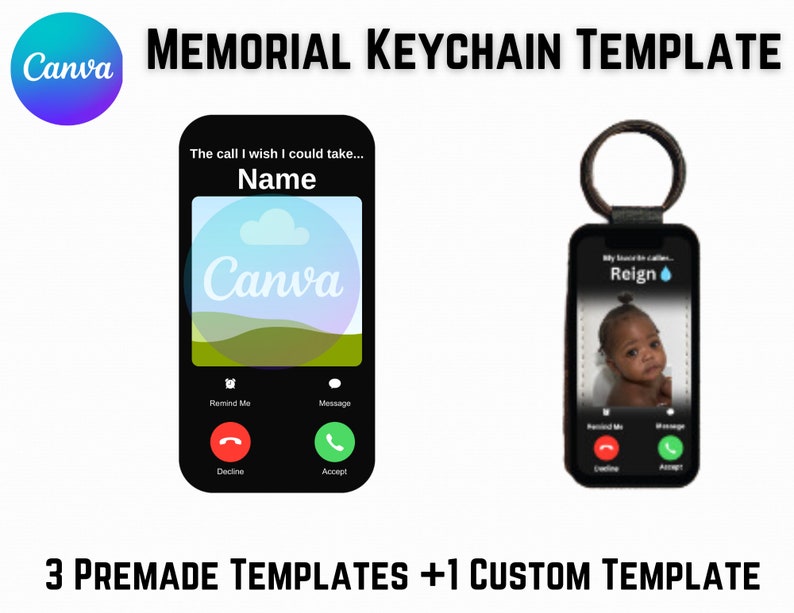 Memorial Keychain Template, Canva Template, Sympathy Gift, Memorial Gift, Keychain Template - Etsy