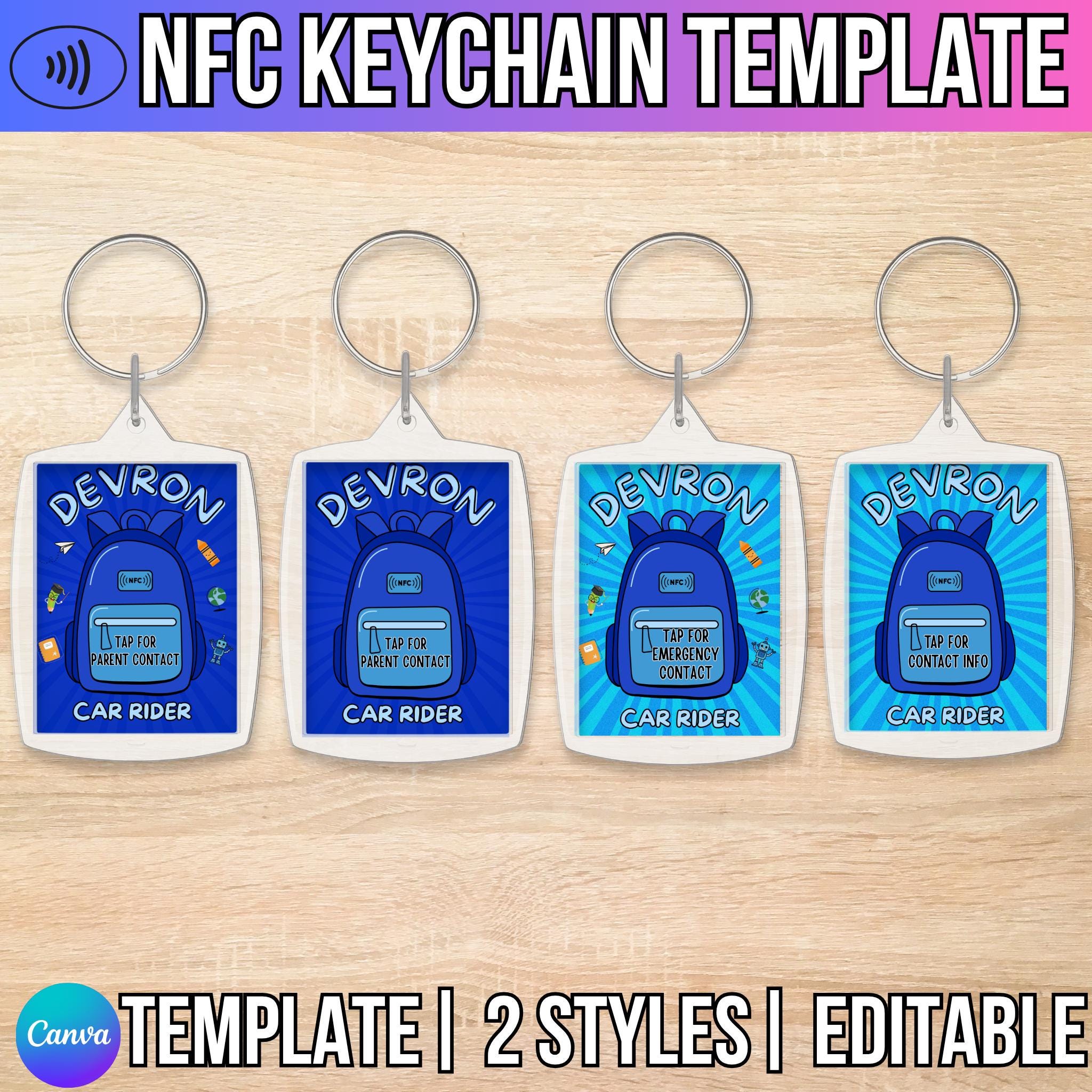 NFC Keychain Template Bundle| Canva Template| Keychain Template ...