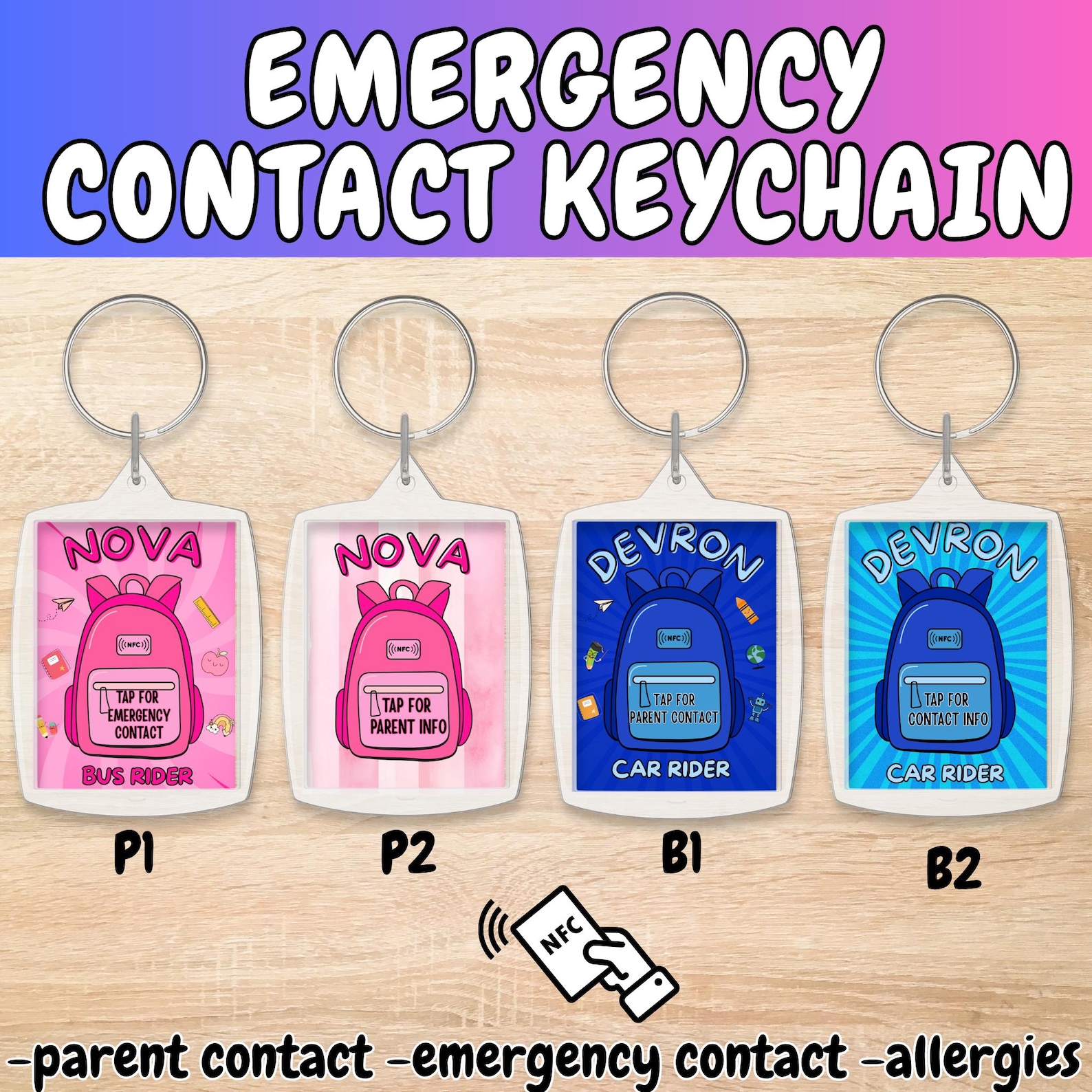 NFC Keychain Template| Canva Template| Keychain Template| Editable ...