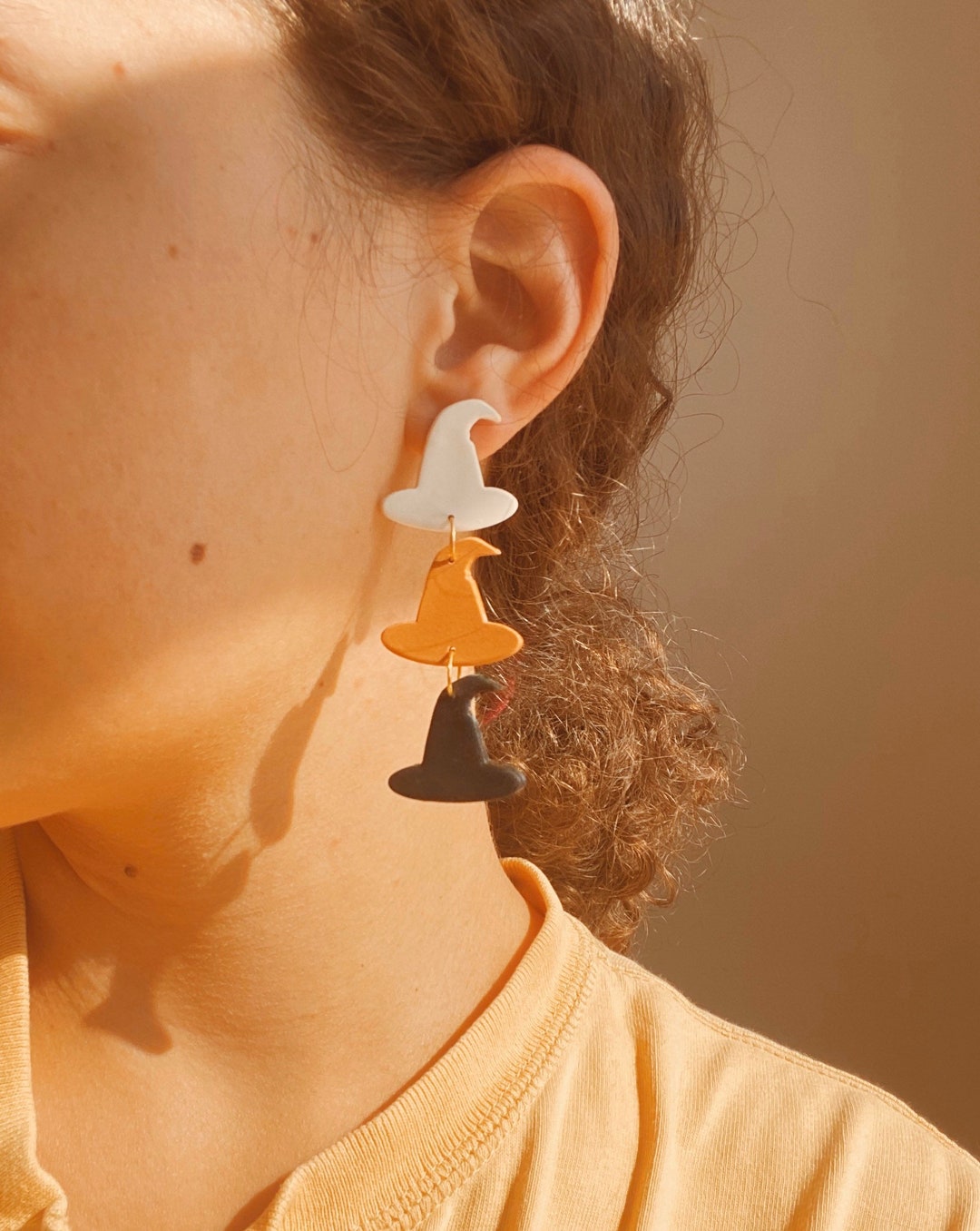 Halloween Clay Earrings Witch Hat - Etsy Israel