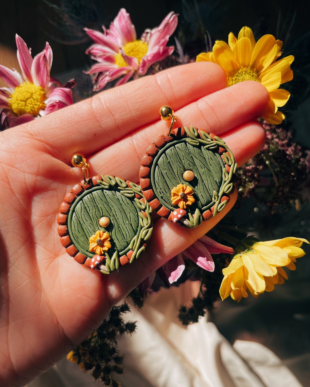 Hobbit Door Polymer Clay Earrings • Fantasy Dangle - Etsy