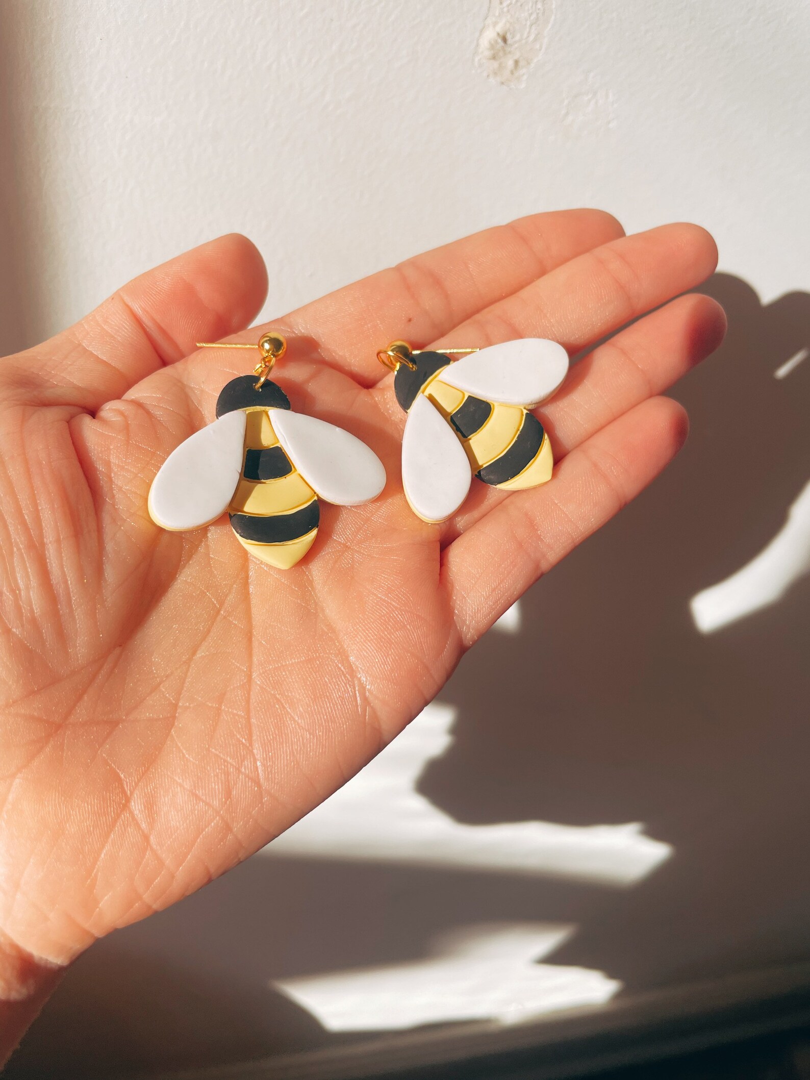 Bumble Bee Clay Earrings Spring Cute Clay Dangle - Etsy