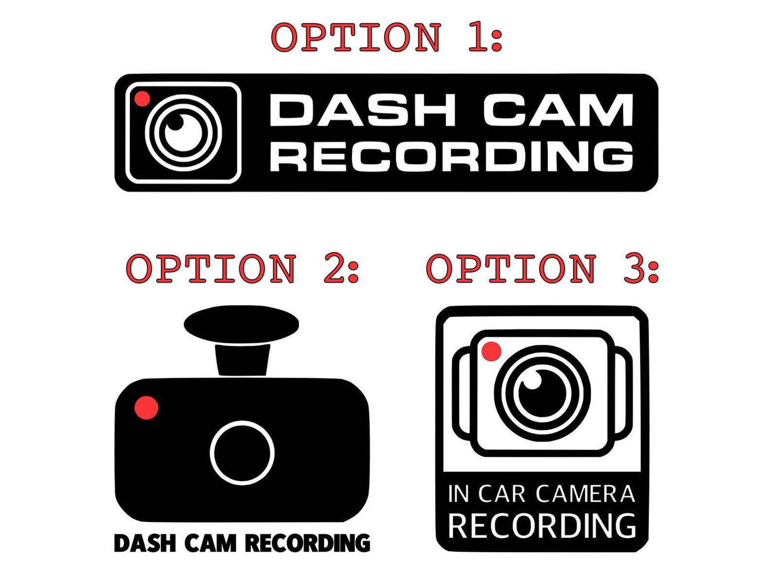 Dash Camera Recording Decal 3 options for Ride Share | Etsy