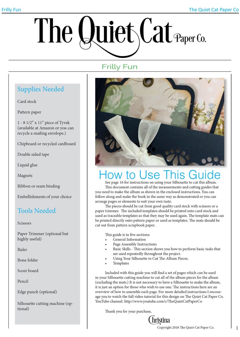 Frilly Fun Mini Album Guide With Templates and Included Free Cut Files ...