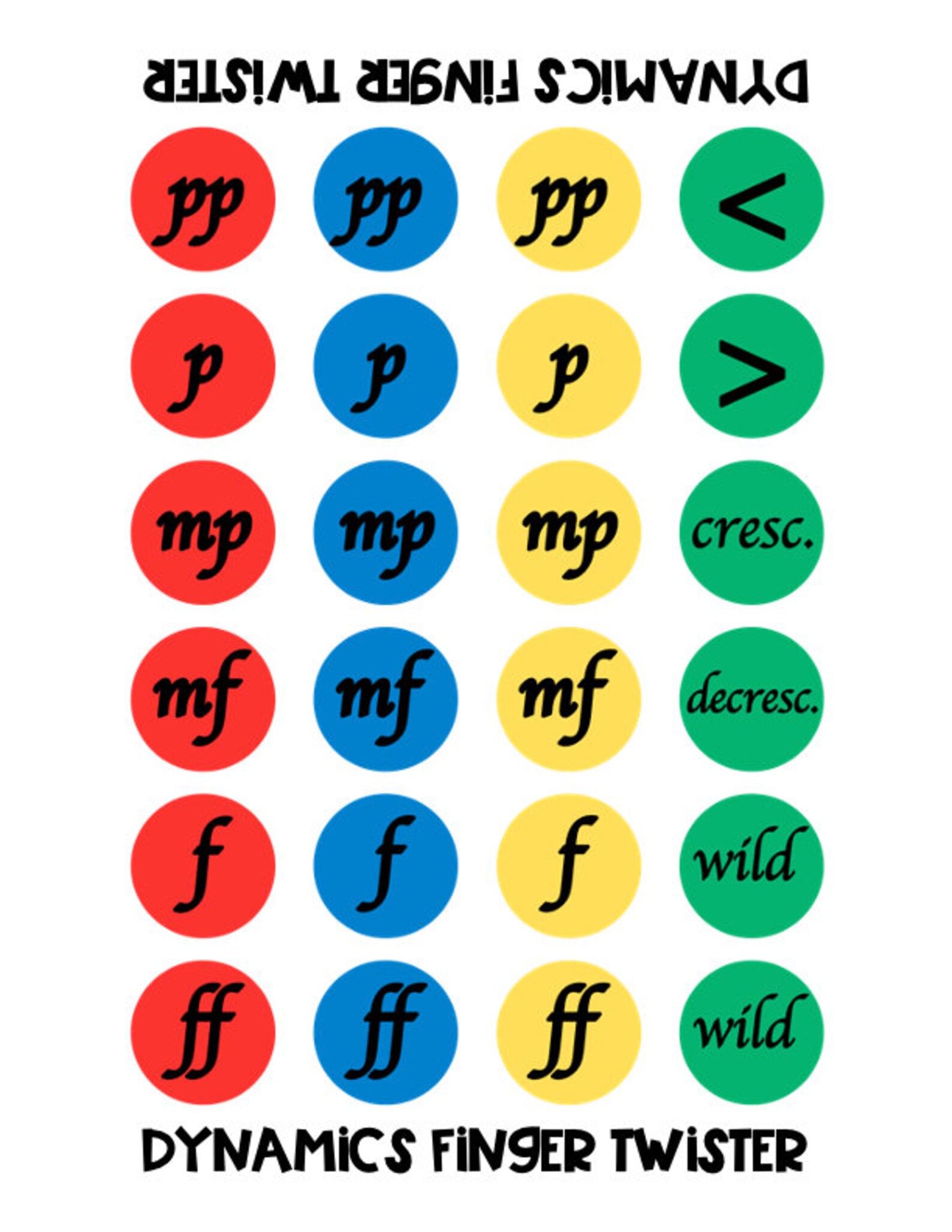 Dynamics Music Game - Dynamics Finger Twister for Elementary Music ...