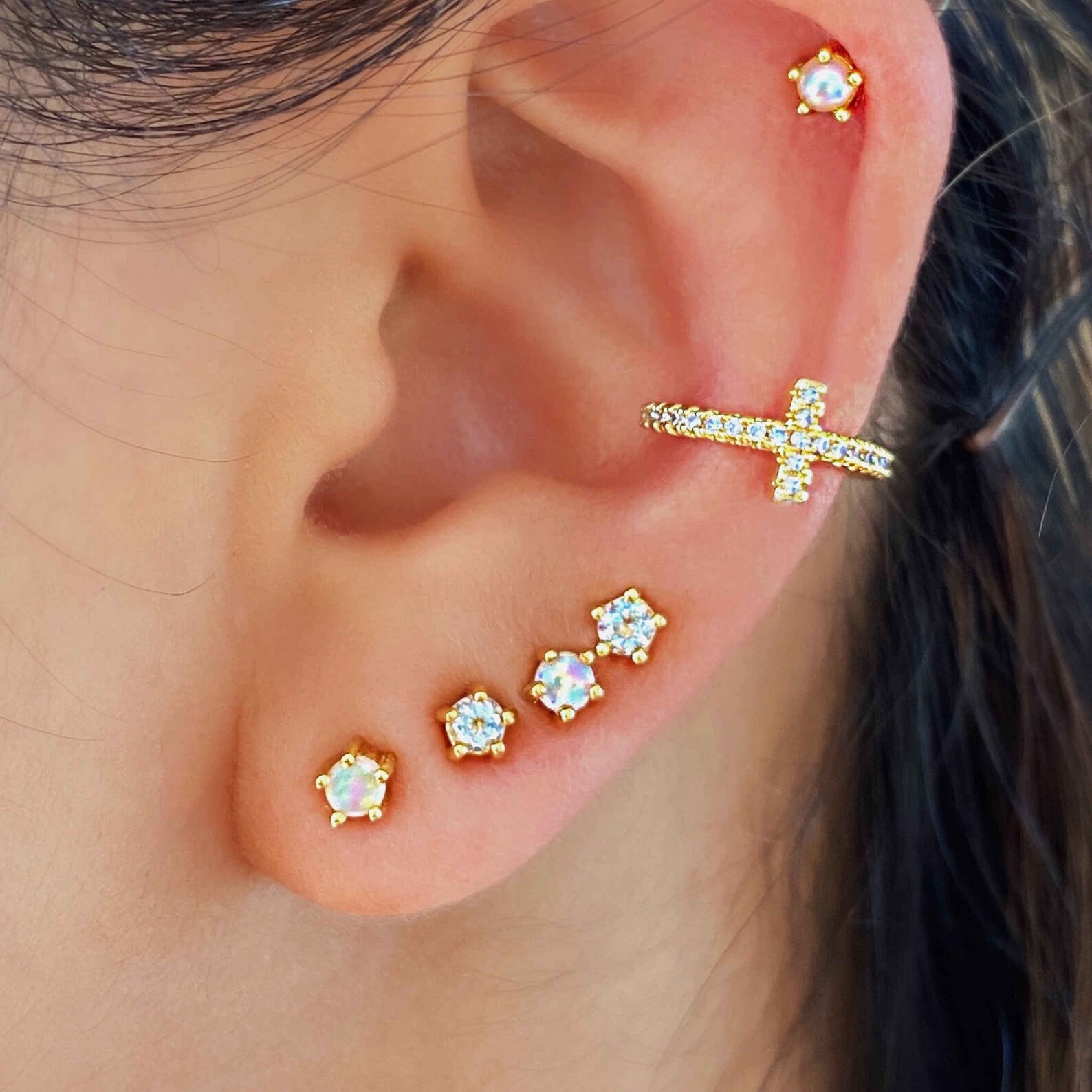 Cross Ear Cuff, Gold Ear Cuff, Diamond Ear Cuff, Non Pierced Ear Wrap ...