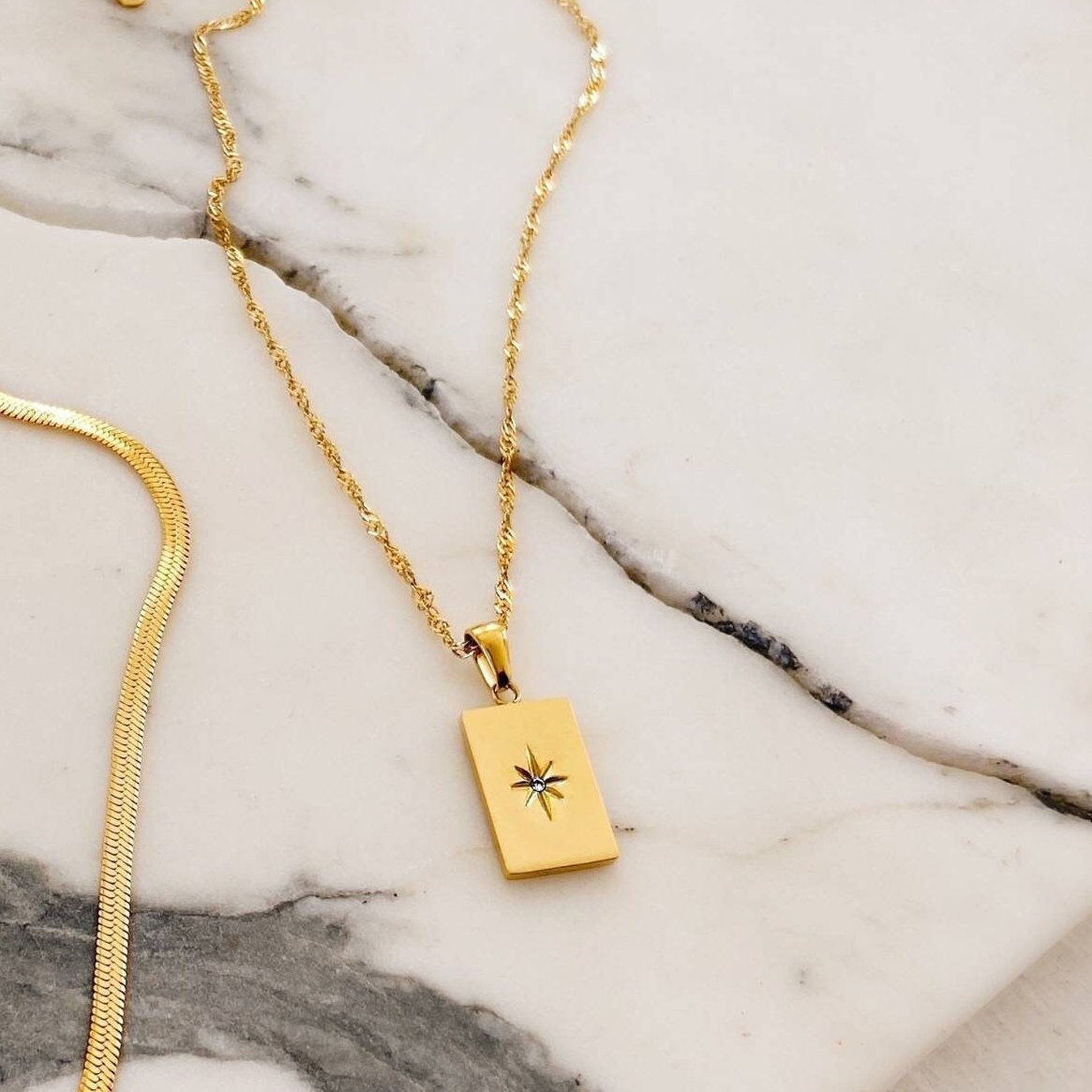 Gold Star Locket Necklace 18K Gold Plated Stainless Steel - Etsy Australia