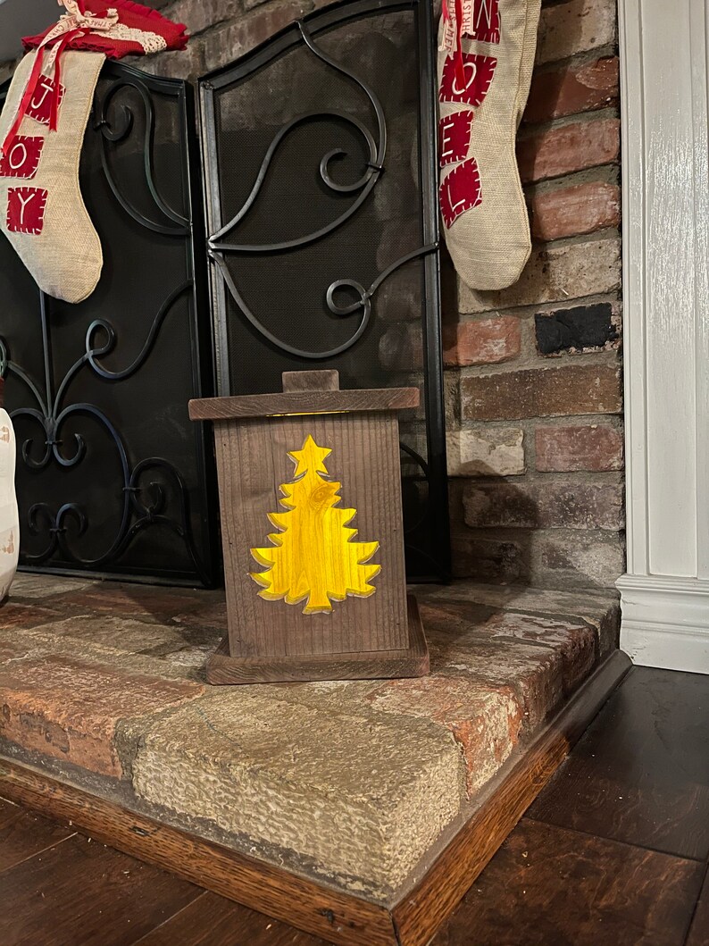 Rustic Christmas Tree Lantern - Etsy