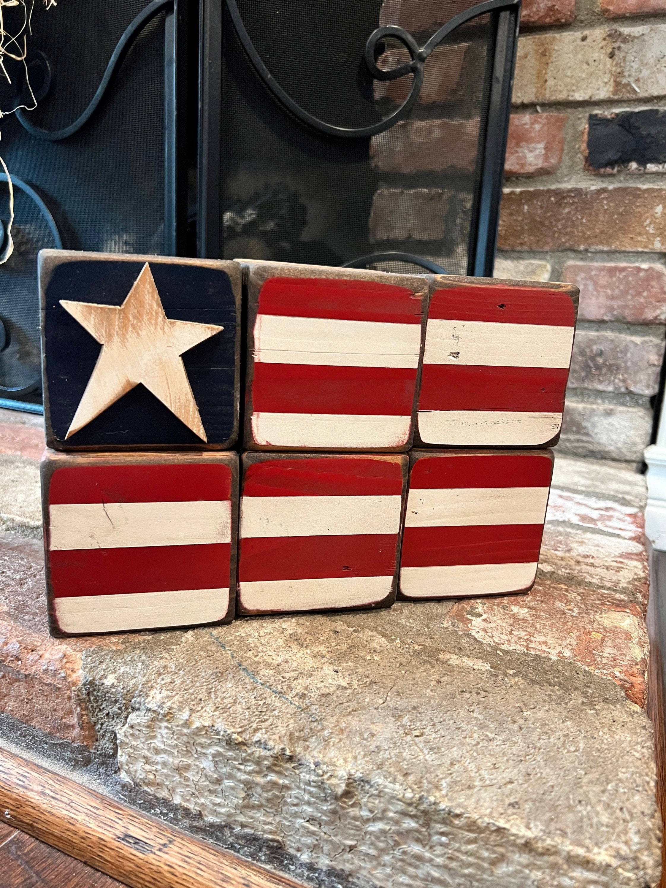 Rustic Wood American Flag Blocks - Etsy