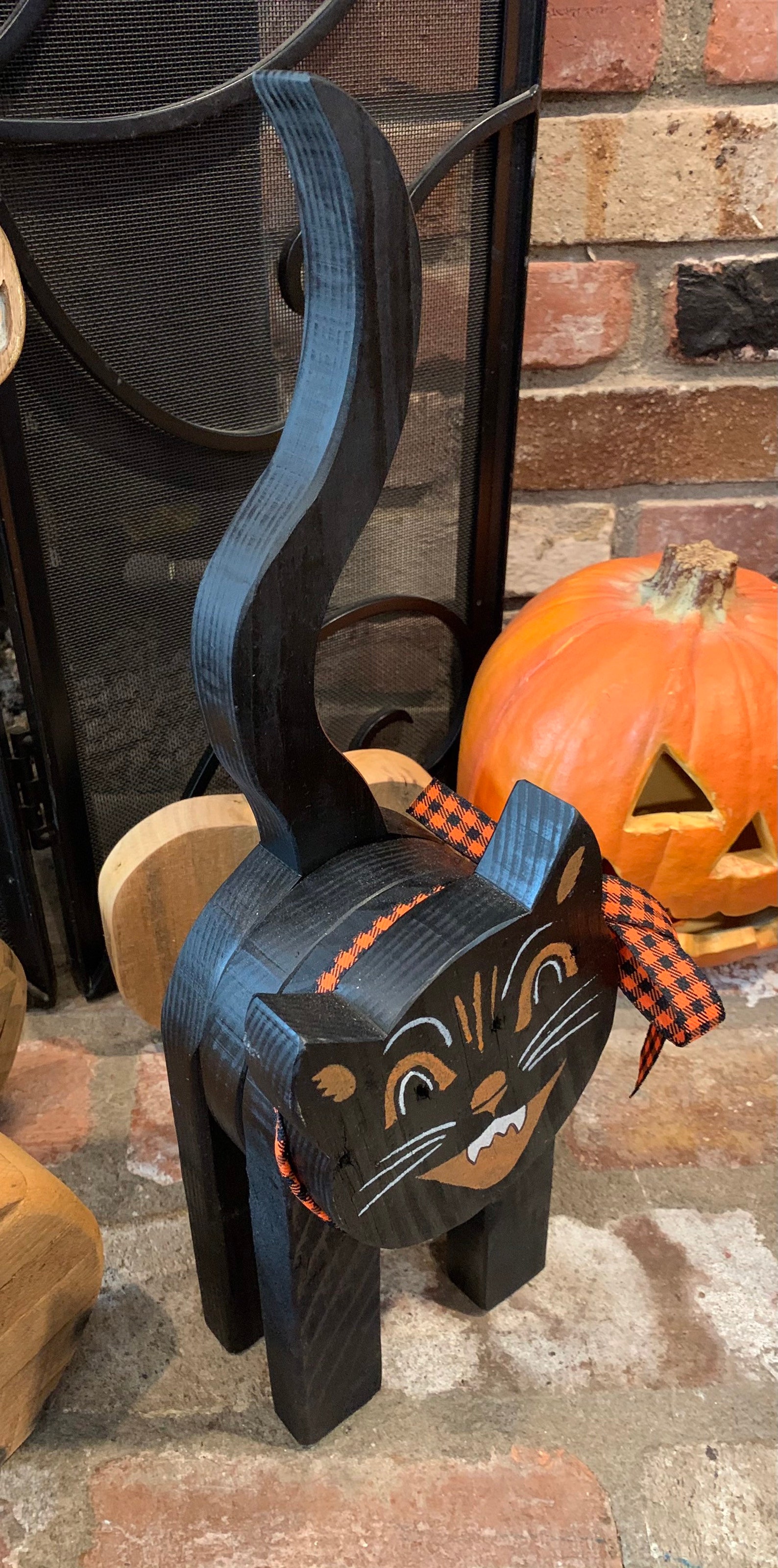 Rustic Spooky Wood Cat | Etsy