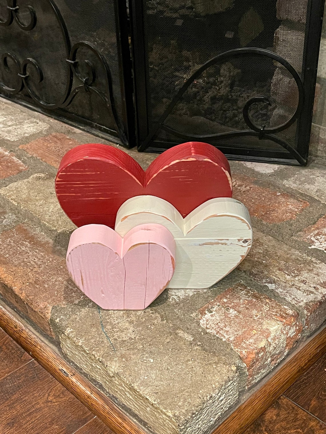 Rustic Trio of Wood Hearts - Etsy