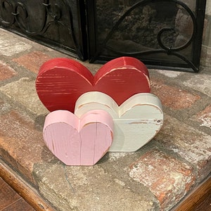 Rustic Trio of Wood Hearts - Etsy