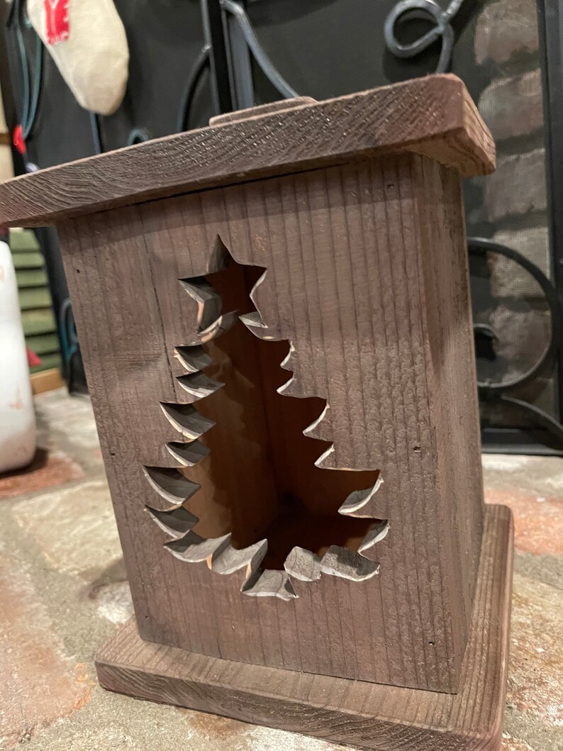 Rustic Christmas Tree Lantern - Etsy