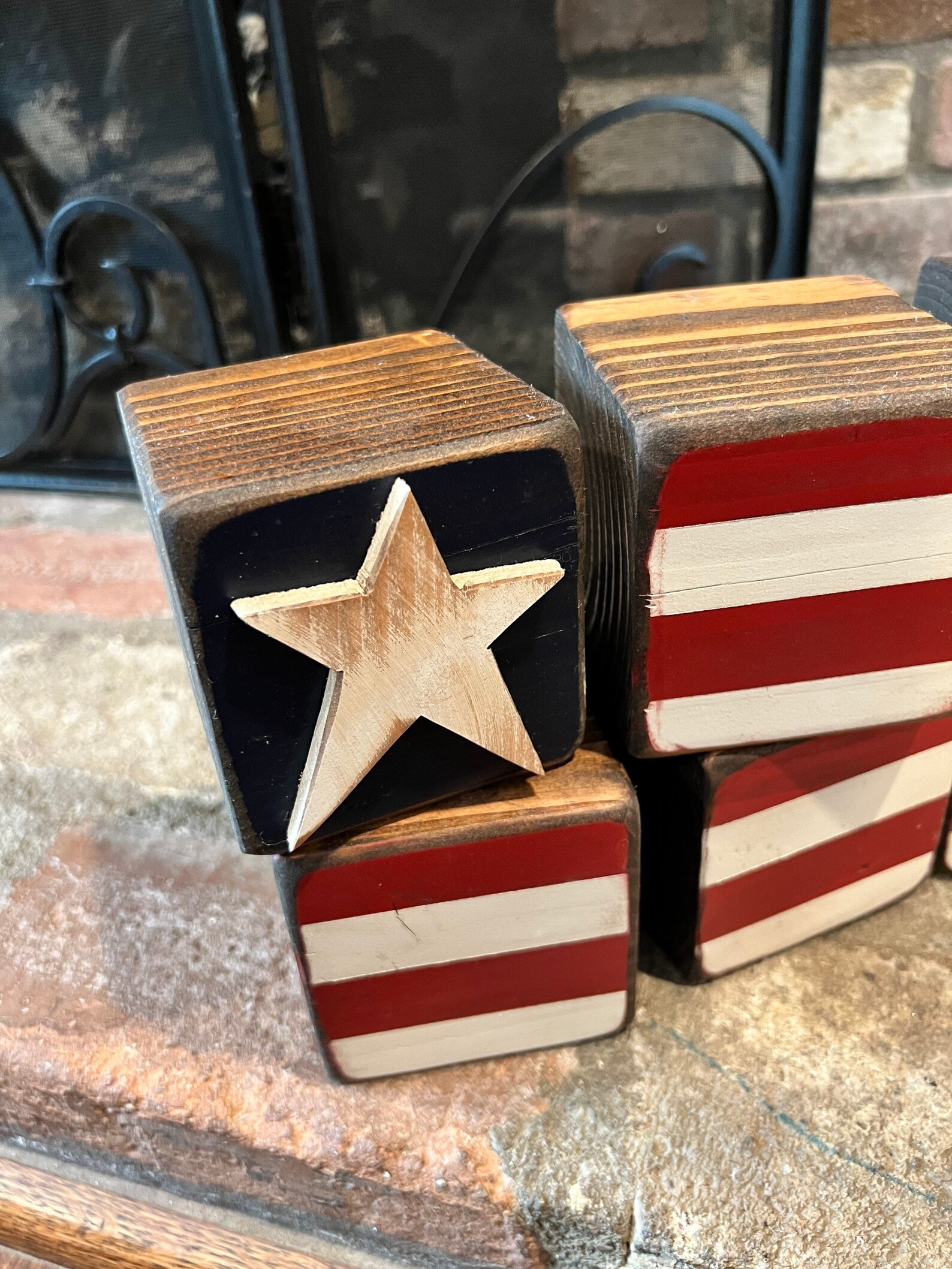 Rustic Wood American Flag Blocks - Etsy