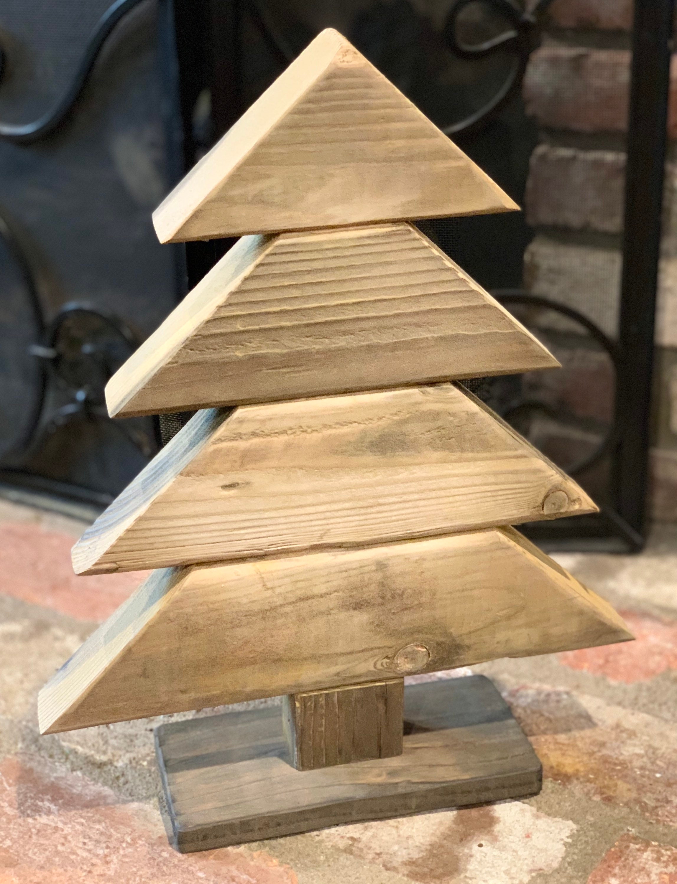 Rustic Natural Wood Xmas Tree Set 3 | Etsy