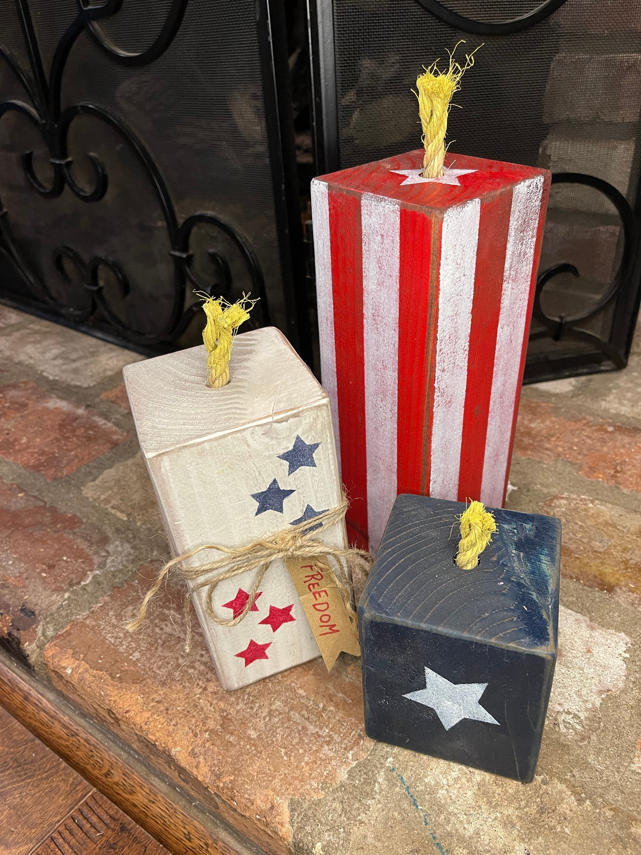 Rustic wood firework set 3 | Etsy