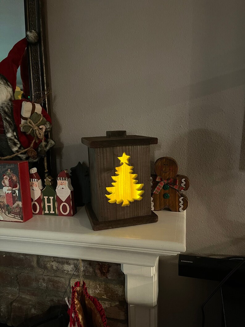 Rustic Christmas Tree Lantern - Etsy