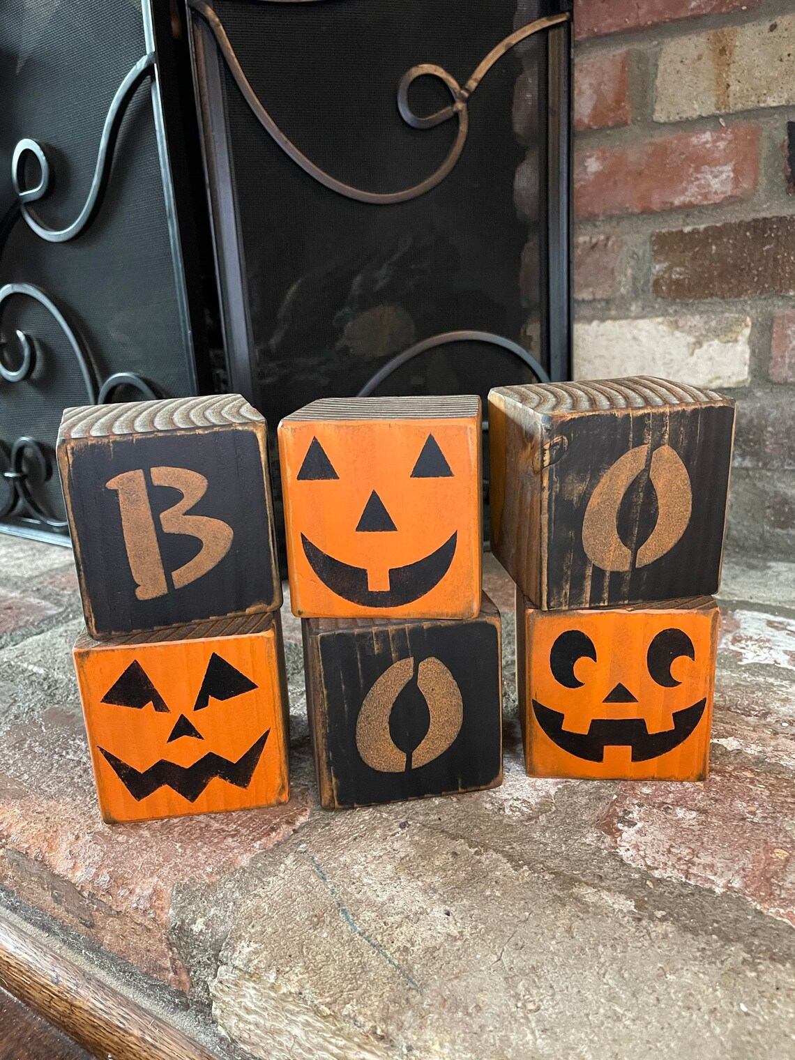 Rustic Wood Halloween Blocks - Etsy