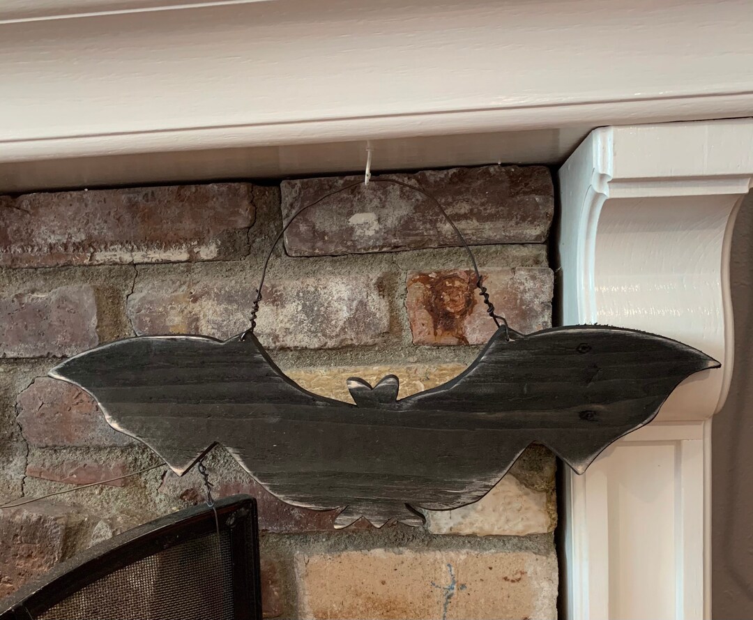 Rustic Wood Hanging Bat - Etsy